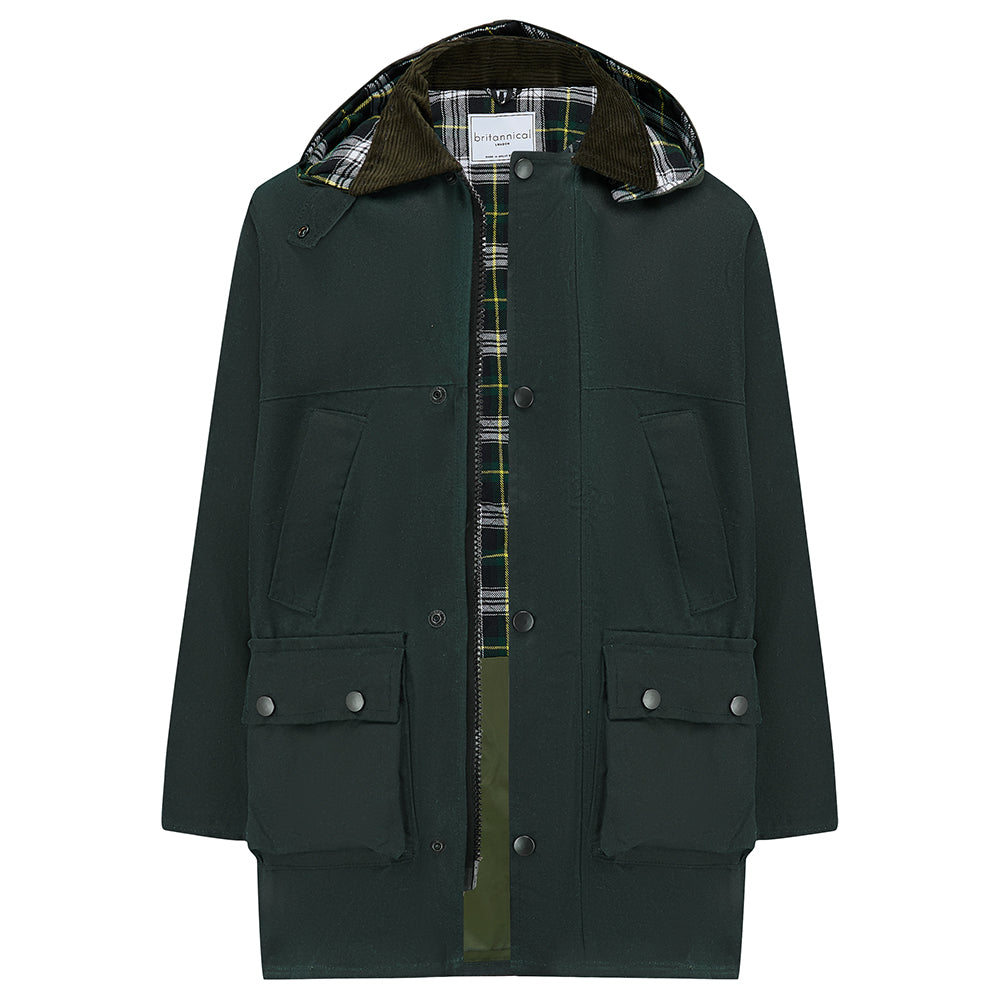 Dark Green Children's Wax Jacket (Ebury) Racing Green – Britannical