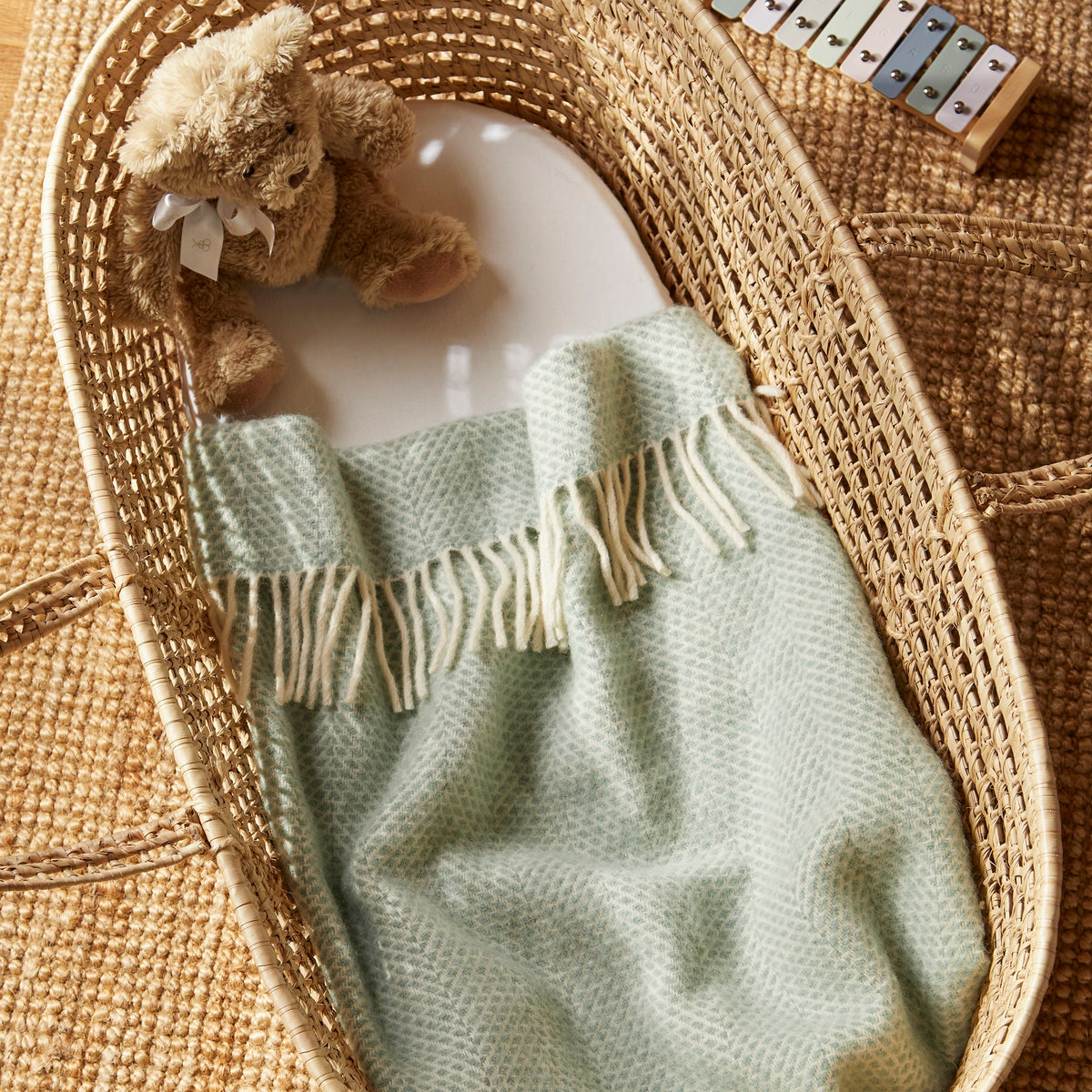 Green Baby Blanket in New Wool - Duck Egg – Britannical