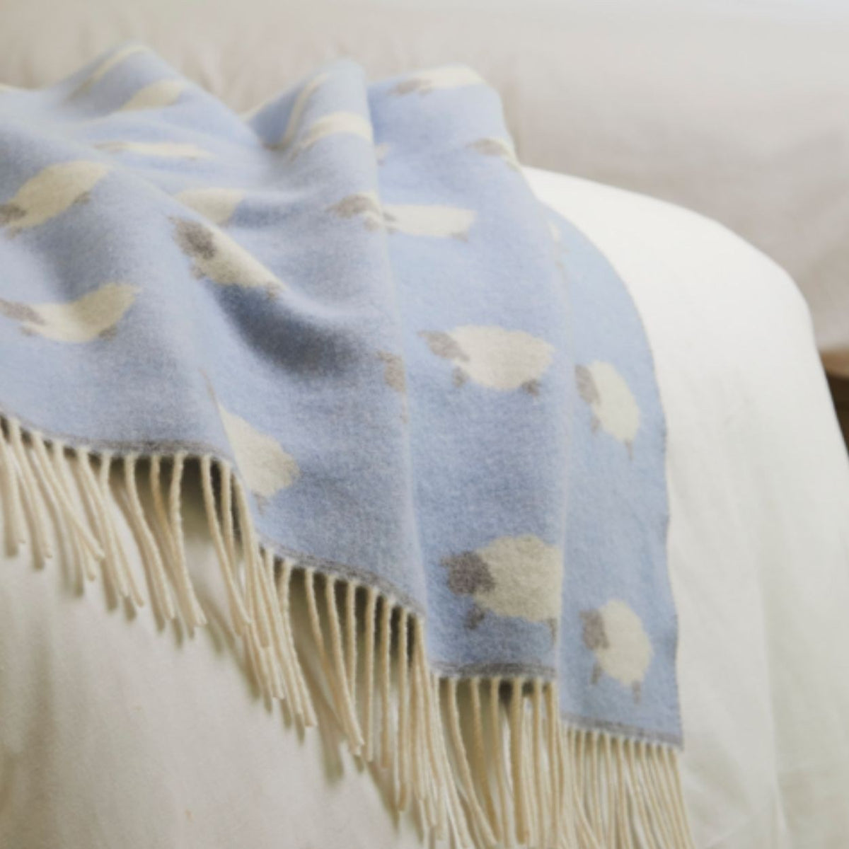 Light Blue Baby Blanket in Merino Wool - Sky Blue – Britannical
