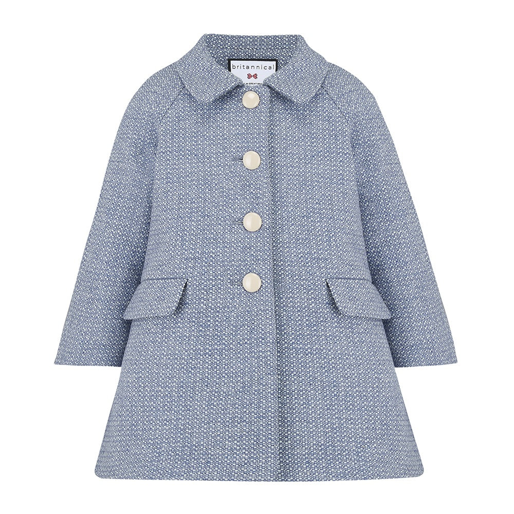 Light Blue Couture Girls Coat (The Islington) Porcelain Blue – Britannical